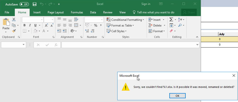Sorry, we couldn't find %1.xlsx. Is it possible it was moved, renamed or deleted? or Sorry, we ...