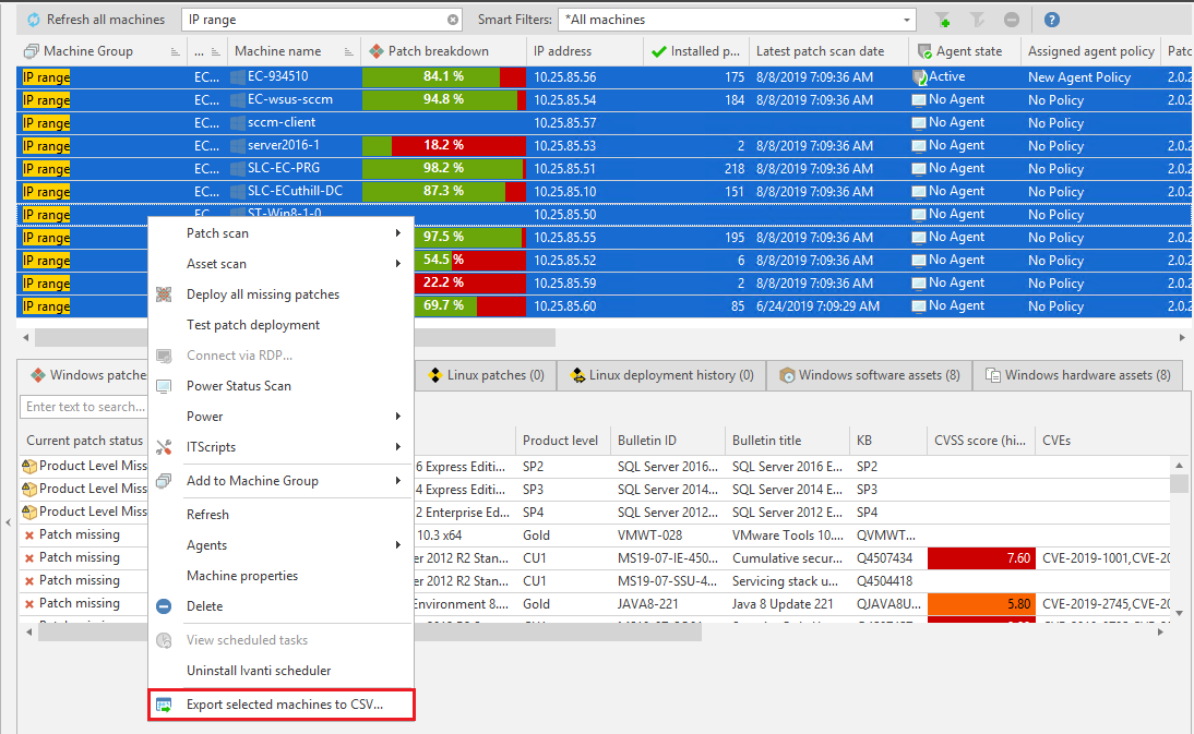 How to Export a List of Machines to CSV from a Machine Group