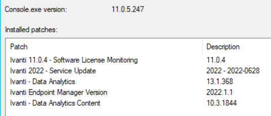 Ivanti Endpoint Manager (EPM) and LANDESK Management Suite (LDMS) Version Information