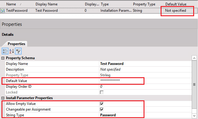 Best practice on how to use installation parameters of type password