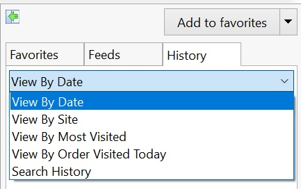 History tab in Internet Explorer only shows "Search History"