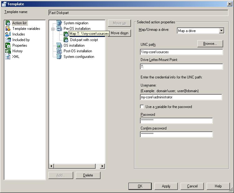 How to use a Diskpart script in provisioning