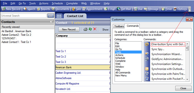 Is there a way to have the "One button Sync with GoldSync Server" on ...