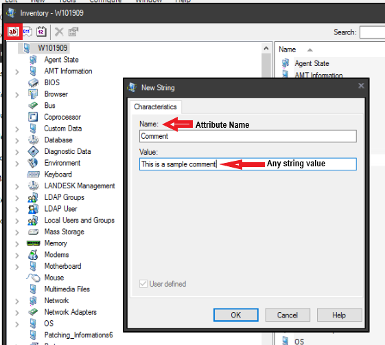 Ivanti Endpoint Manager ( EPM ) Inventory add a comment to a device record