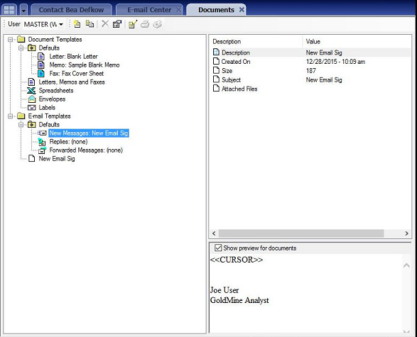 Selected text (.txt) email signature file setup in the user's email ...