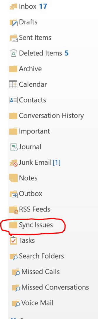"Sync Issues" folder is showing within Outlook and GoldMine error: Not ...