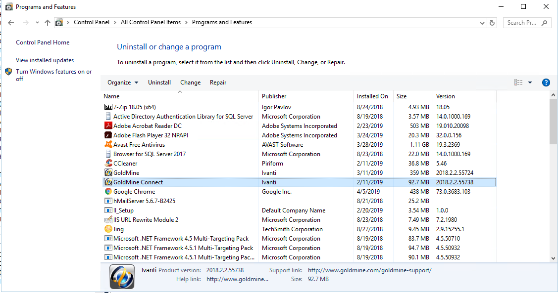 GoldMine Web (GMWEB) - Where and how to find the used version of ...