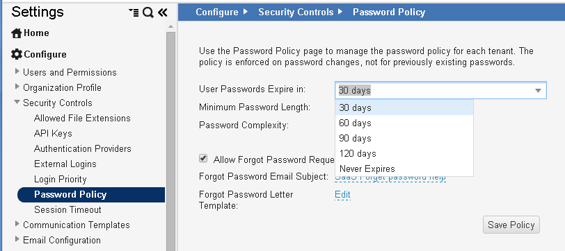 How to enable/disable password expiration