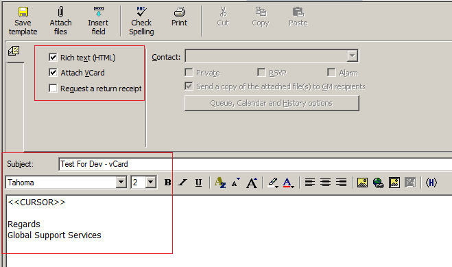 GoldMine Email templates that have a VCard attached which are used in ...
