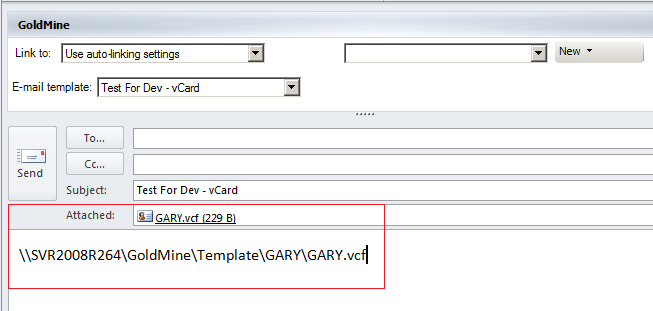 GoldMine Email templates that have a VCard attached which are used in ...