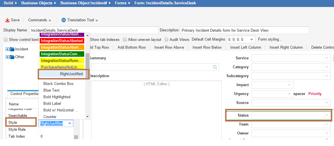 How to set labels and text on a form to be right justified.