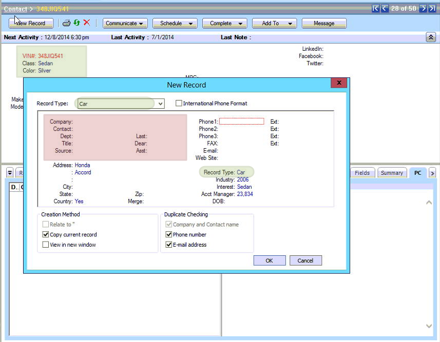 When creating a new contact record with Copy current record, switching to a different record ...