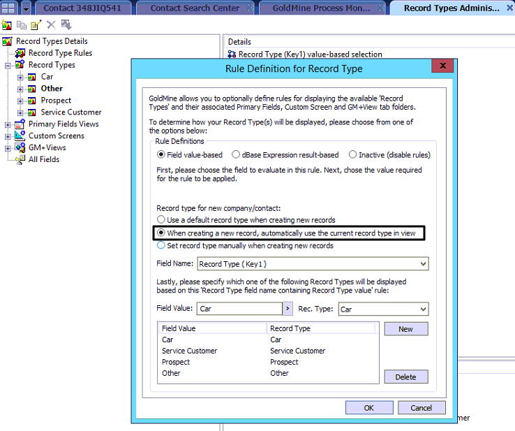 When creating a new contact record with Copy current record, switching to a different record ...
