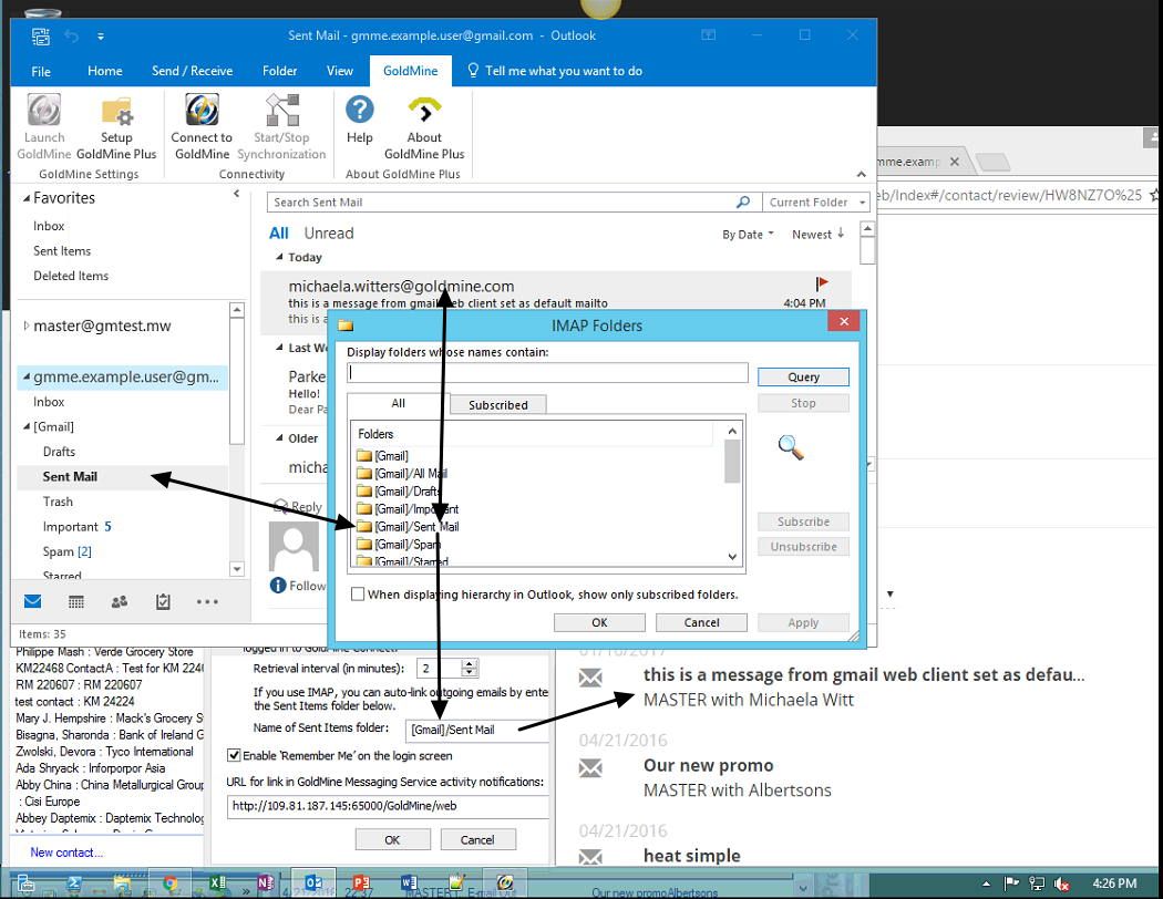 How to find the IMAP folder structure via Microsoft Outlook for example for GoldMine Connect ...