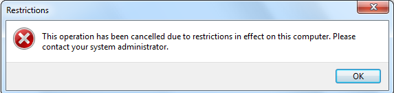 Pressing Windows+E gives the message: This operation has been cancelled ...