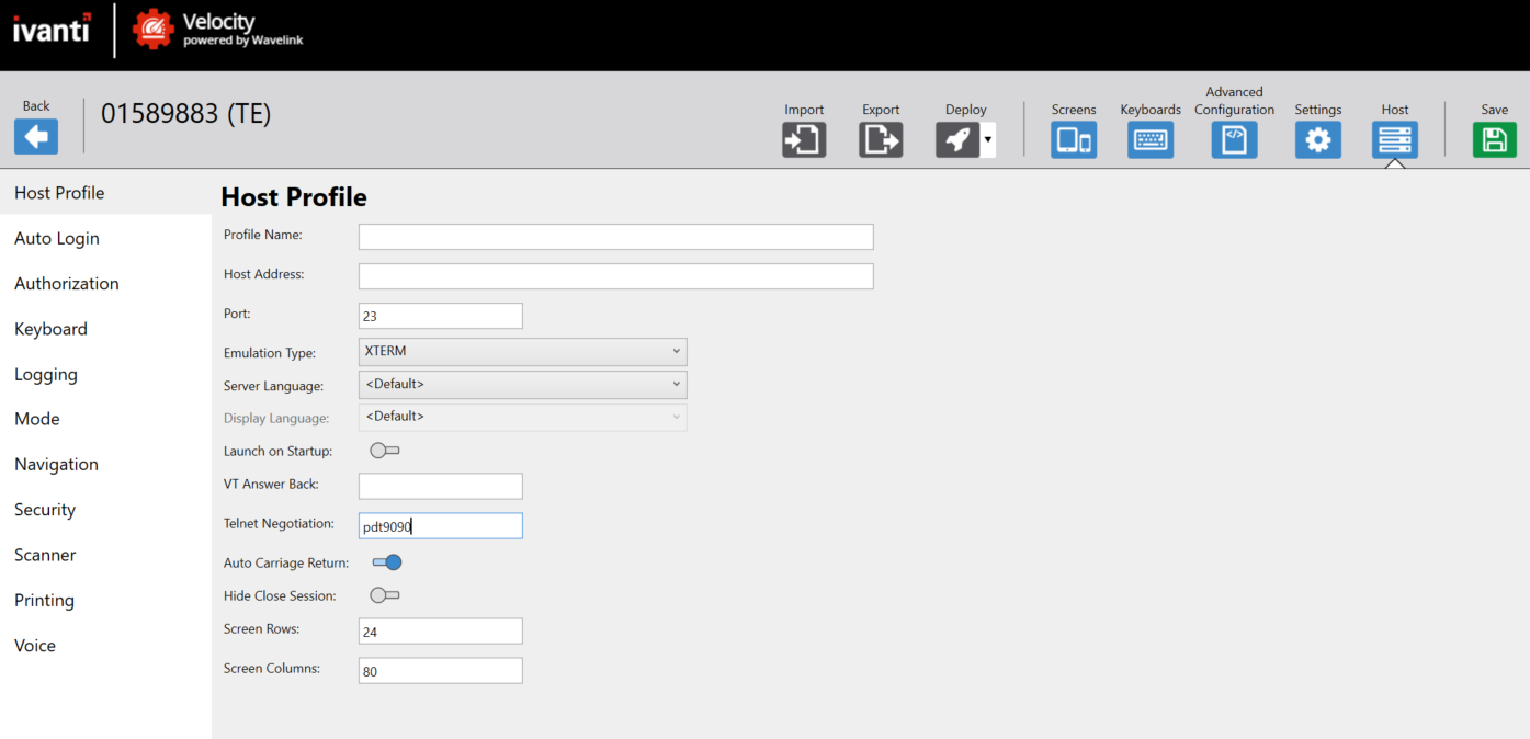 Velocity TE- Telnet negotiation string to replace emulation type while ...