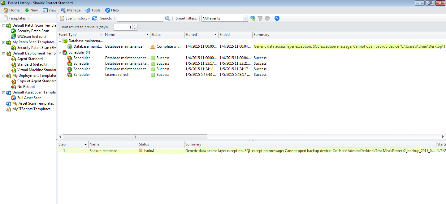 Database Backup Failed in Protect with "Generic data access layer ...