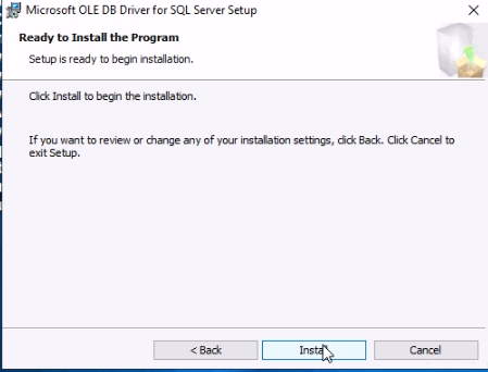 Microsoft OLE DB Driver for SQL Server Setup is required for GoldMine 2021.2.x and higher