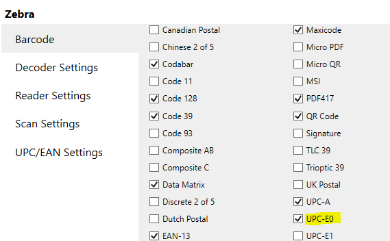 Velocity - How to properly scan a UPC-E0 barcode via Velocity