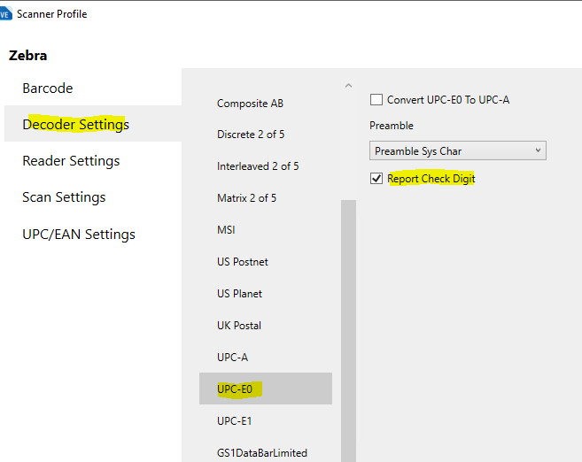 Velocity - How to properly scan a UPC-E0 barcode via Velocity