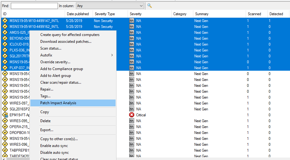 Patch Impact Analysis