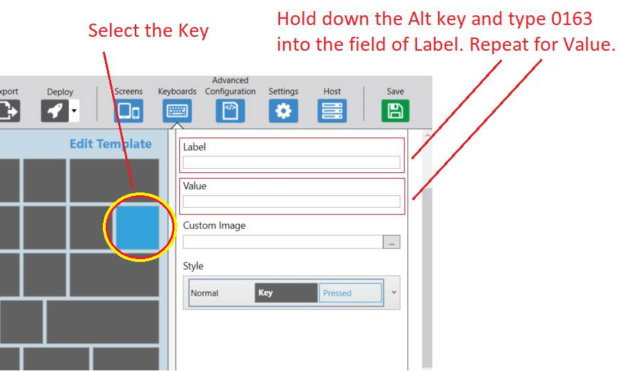 Velocity: How to add a symbol into a Velocity Keyboard Template