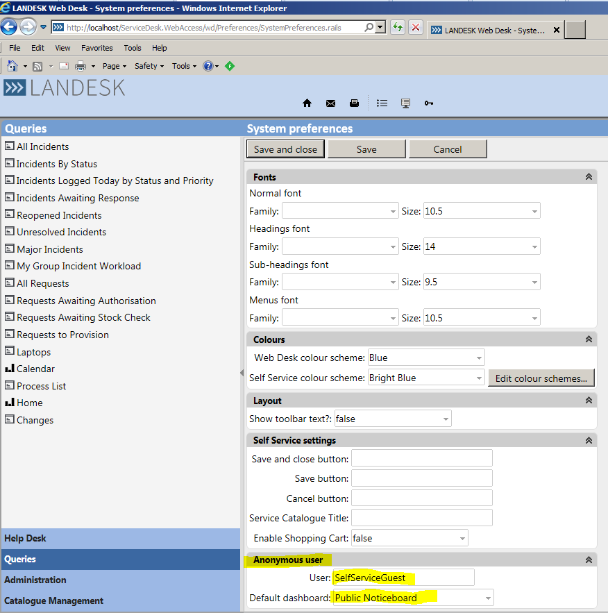 How to display a SelfService dashboard alongside the user login details