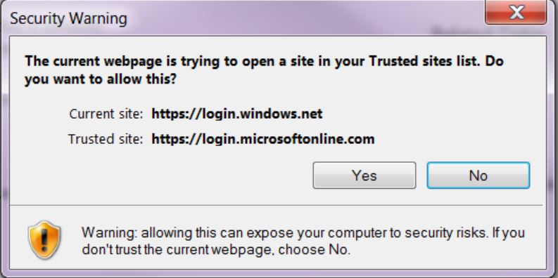 Internet Explorer security notification in Outlook while opening an email