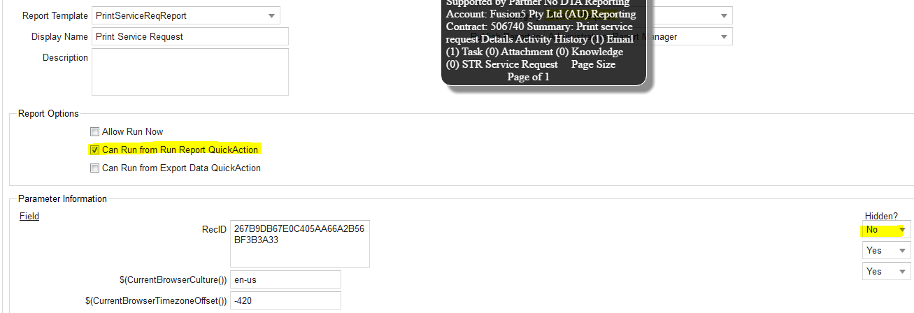How to setup print service request button in HEAT 2015.x?