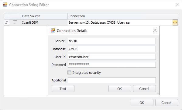 How to connect Xtraction to the DSM database?