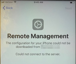 Apple DEP enrollment error "Remote Management" "The configuration for ...