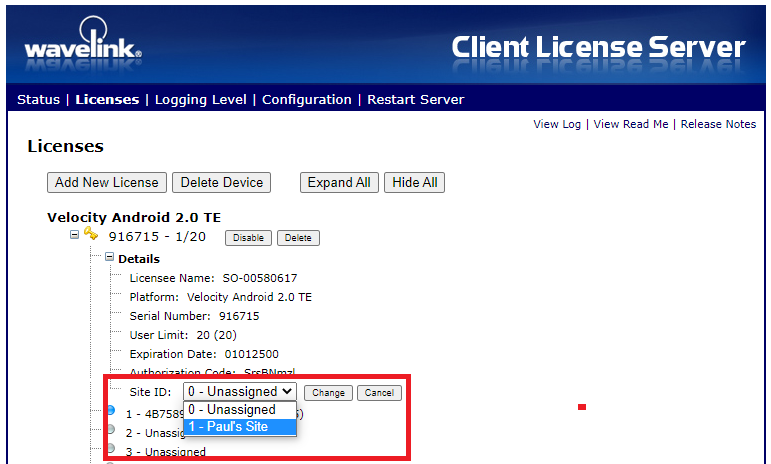 How do I Set Site ID's within the Client License Server