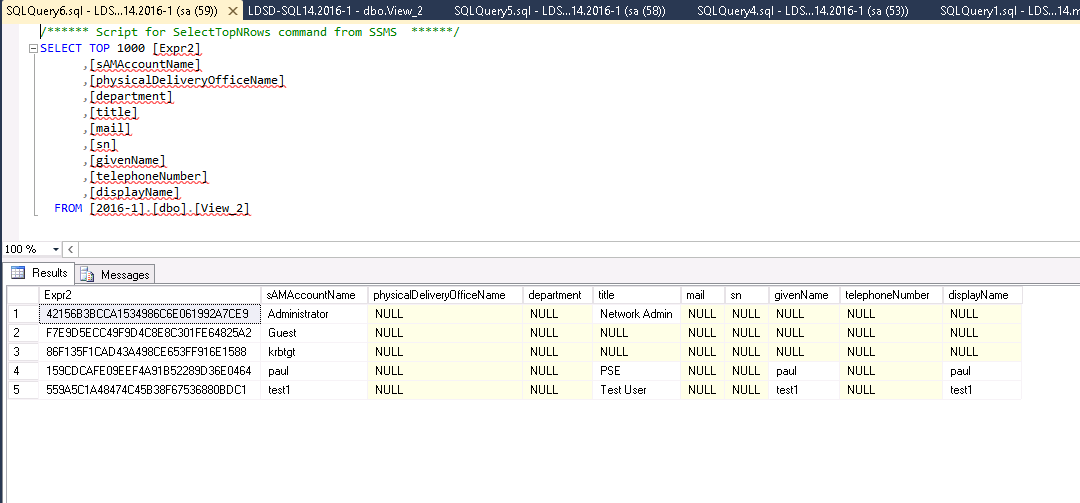 Import AD Users Via SQL Views