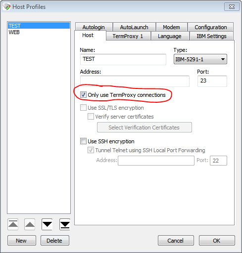 ConnectPro / TermProxy: How do I force a proxy server connection