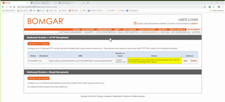Bomgar mApp Chat History 400 Error