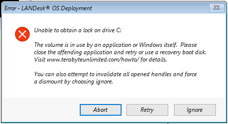 Issue: Unable to Obtain a Lock on Drive C: