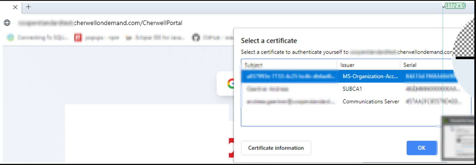 Select A Certificate Prompt Issue With Saml Authentication