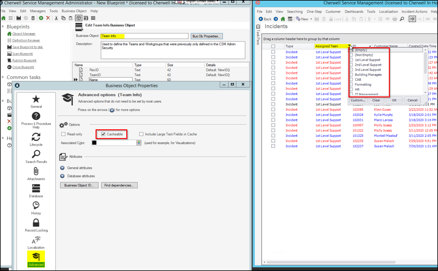 What determines the available grid filter options?