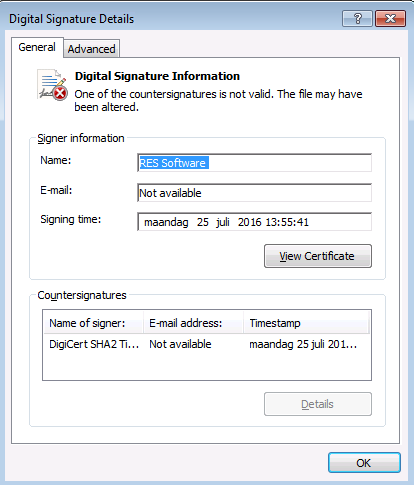 Error: Failed to verify signature of file 'c:\PROGRA~2\RESSOF~1\WORKSP ...
