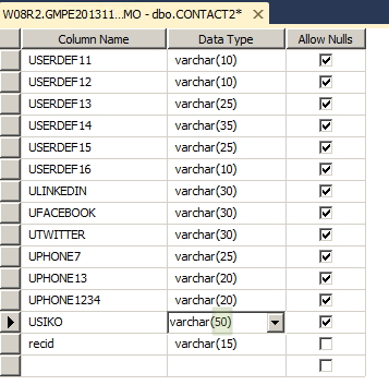 How to extend the length of user defined character fields?