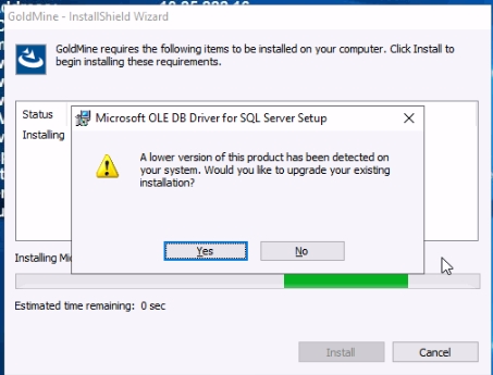 Microsoft OLE DB Driver for SQL Server Setup is required for GoldMine ...