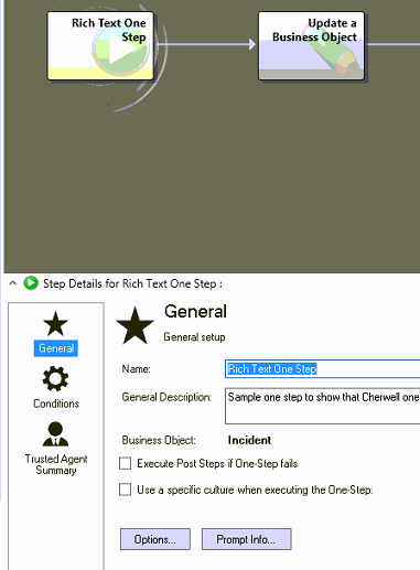 One-Step Update Business Object Rich Text field problems