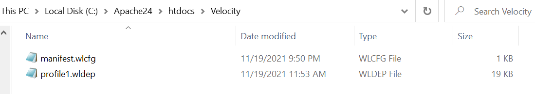 Install Apache web server for storing Velocity files