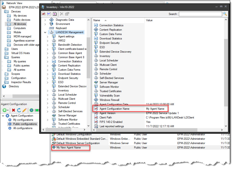 Agent Configuration Name: Not changed after changing the name of the ...