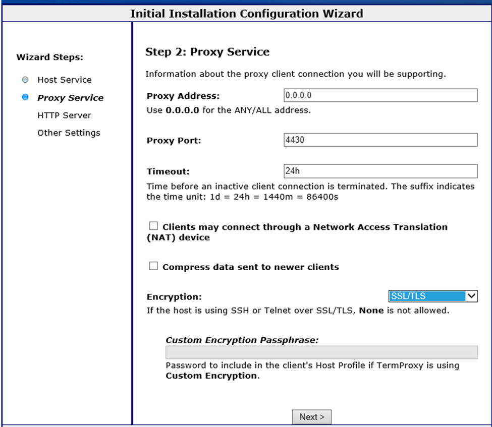 Velocity (Termproxy) – How to enable “SSL/TLS” on the Termproxy using the “Wizard” setup.