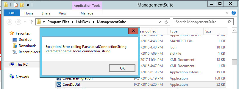 Error Exception Error Calling Parselocalconnectionstring
