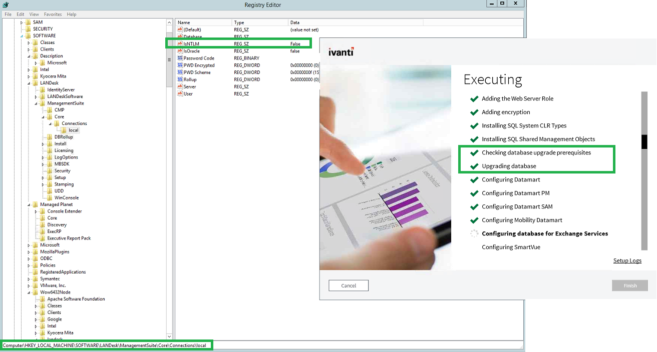 Ivanti Endpoint Manager ( EPM ) Checking database upgrade prerequisites ...
