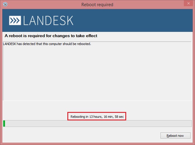 Issue: Reboot Prompt Shows Hours Until Automatic Reboot