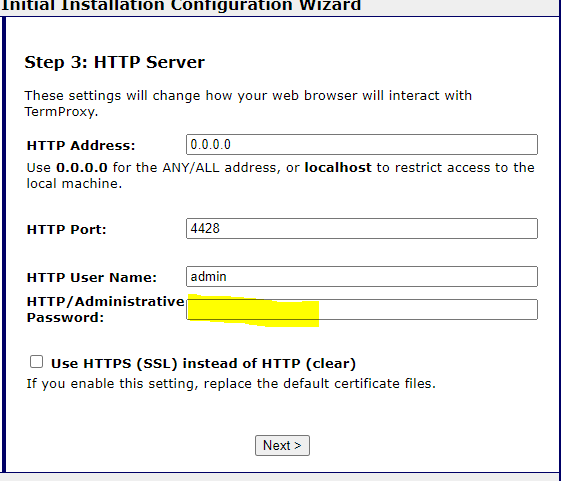 Forgot Password for TermProxy server.