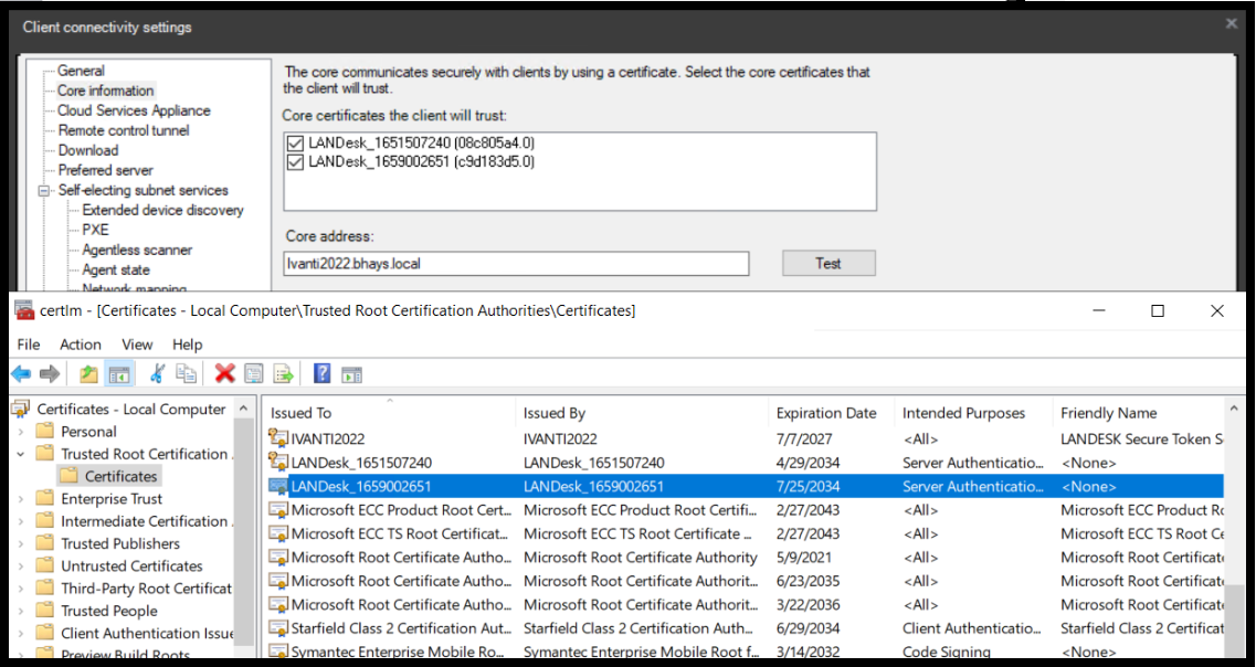How to Clean Up Core/Client Certificates
